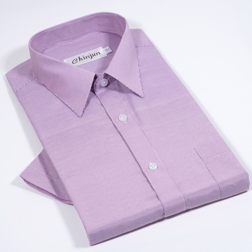 【CHINJUN】勁榮抗皺襯衫-短袖、紫色條紋、s2303【s2303】 - 勁榮襯衫西服批發